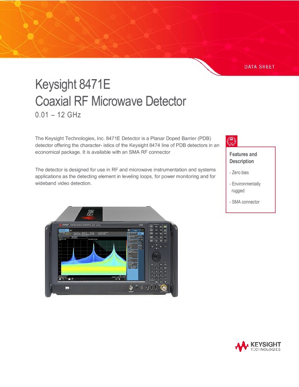 8471E Coaxial RF Microwave Detector 0.01 GHz – 12 GHz PDF Asset Page | Keysight
